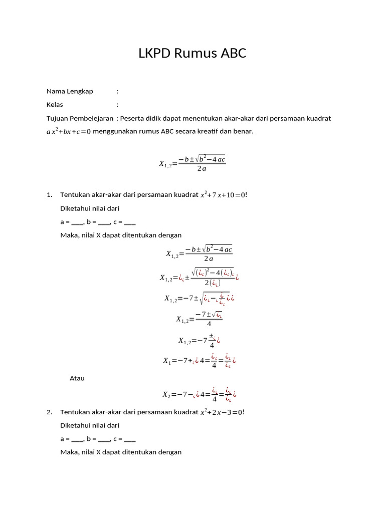 LKPD Rumus ABC | PDF