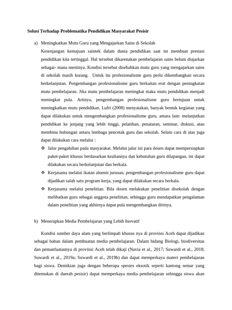 Solusi Terhadap Problematika Pendidikan Masyarakat Pesisir | PDF