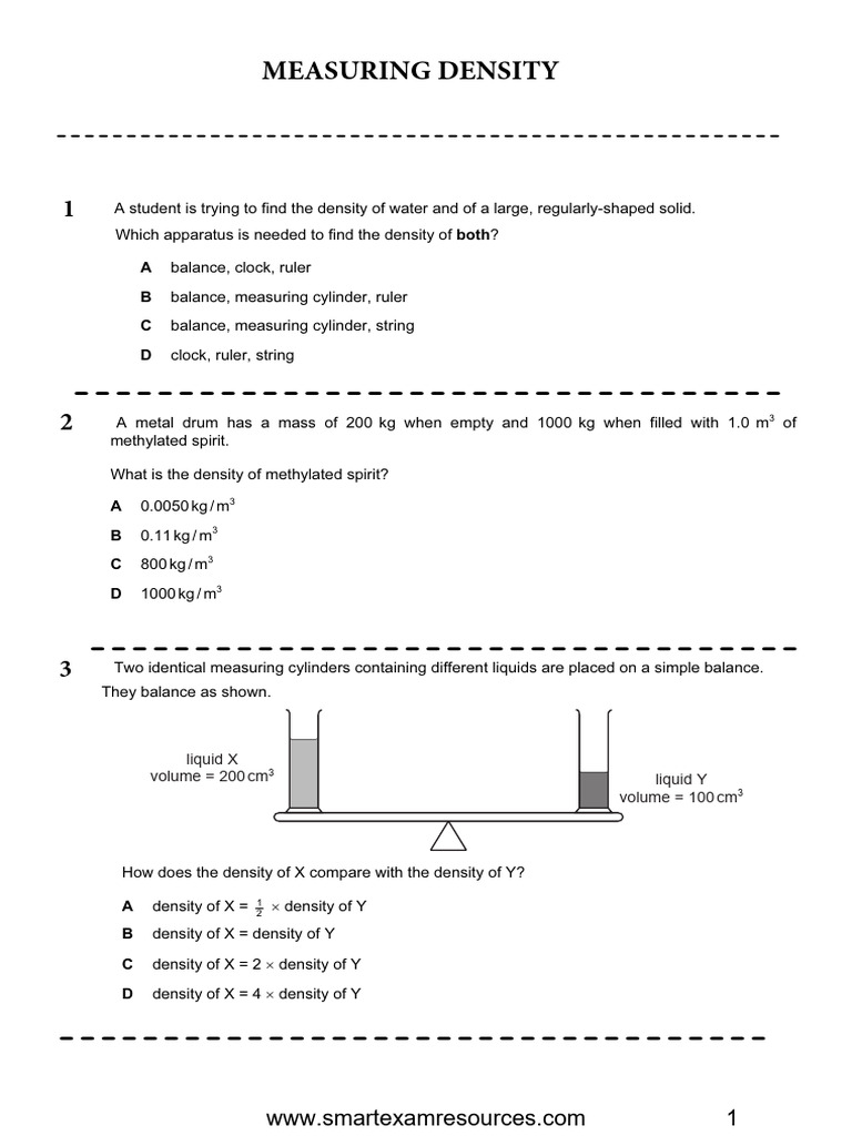 1.4.1 Measuring Density Set 1 QP | PDF