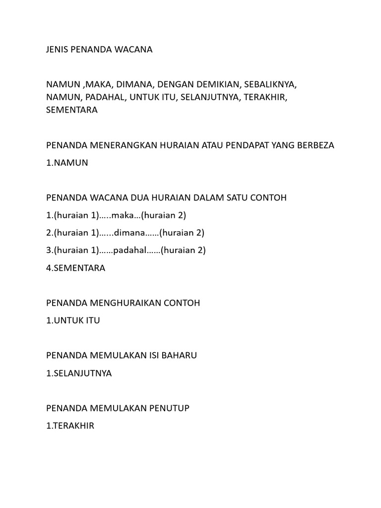 Jenis Penanda Wacana | PDF