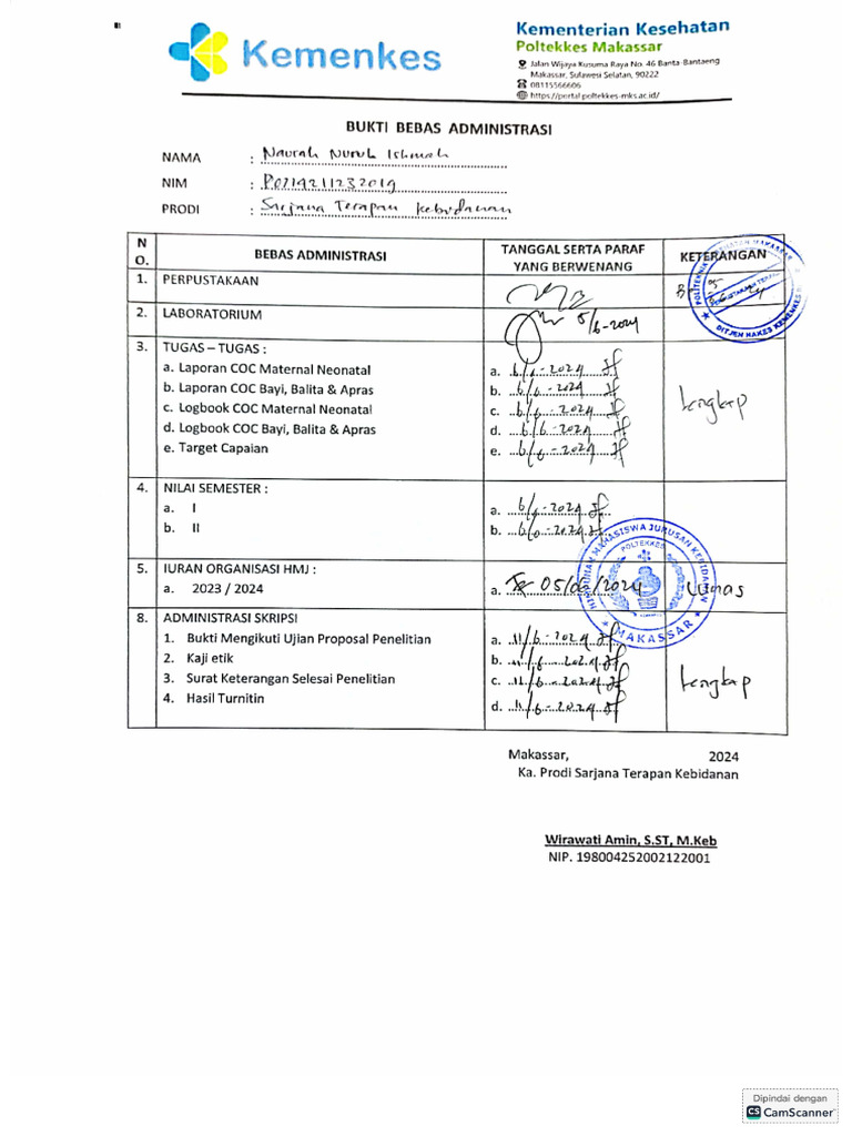 Lembar Bebas Administrasi Skripsi | PDF