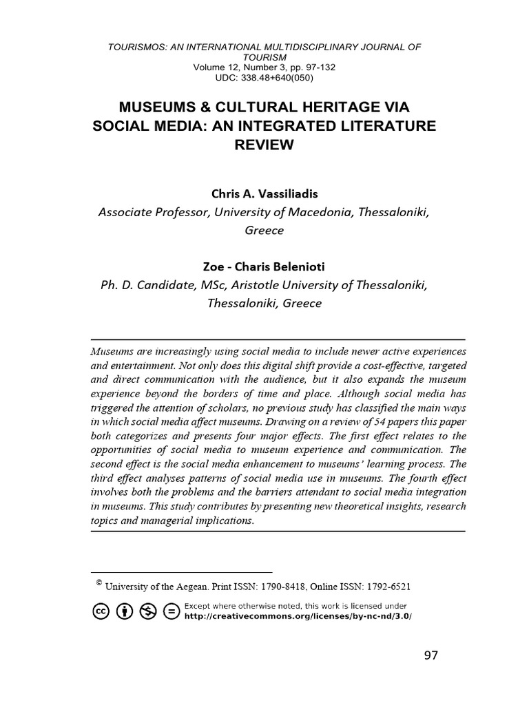 Museums & Cultural Heritage Via Social Media: An Integrated Literature ...