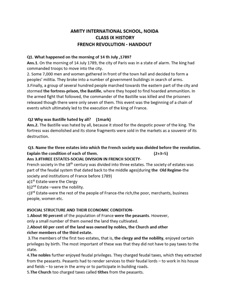 FRENCH REVOLUTION HANDOUT | PDF