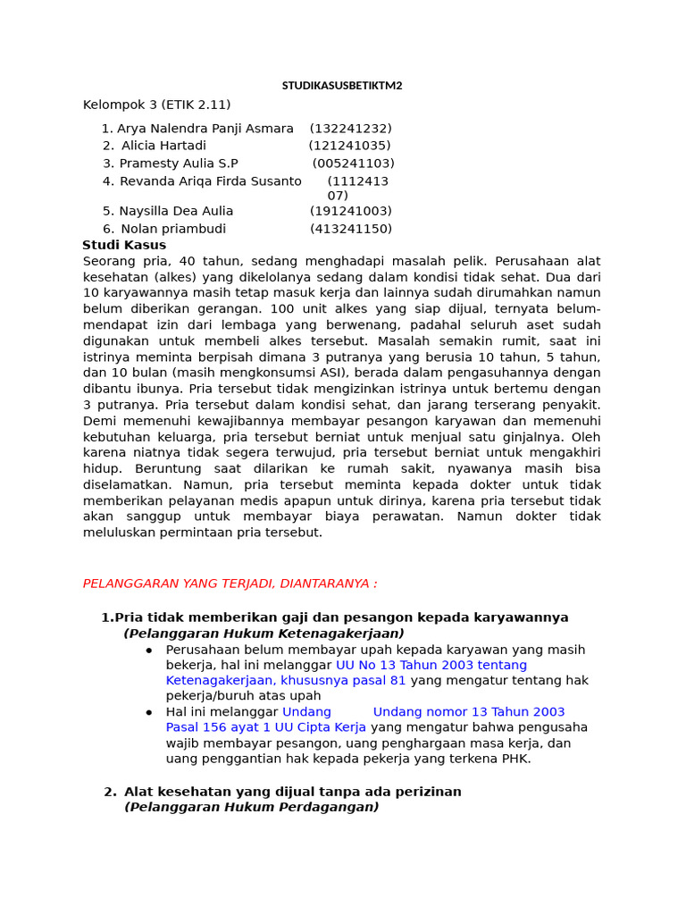 Studi Kasus B Etik TM 2 | PDF