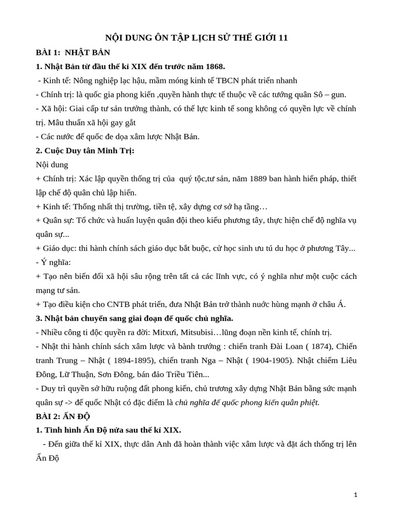 Nội Dung Ôn Tập Lstg 11 | PDF