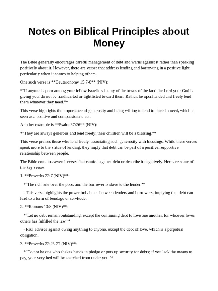 Biblical Views on Debt and Lending | PDF | Debt | Finance & Money ...