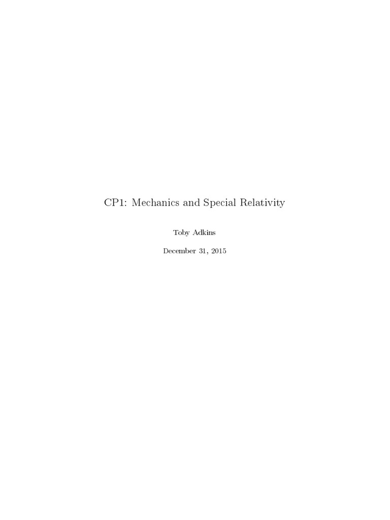 Mechanics and Special Relativity Guide | PDF | Special Relativity ...
