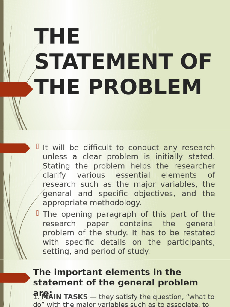Statement of The Problem | PDF