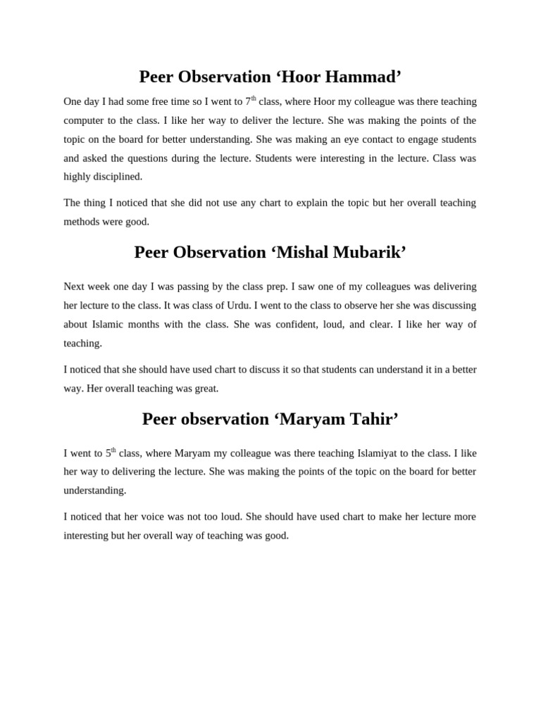 Peer Observation | PDF