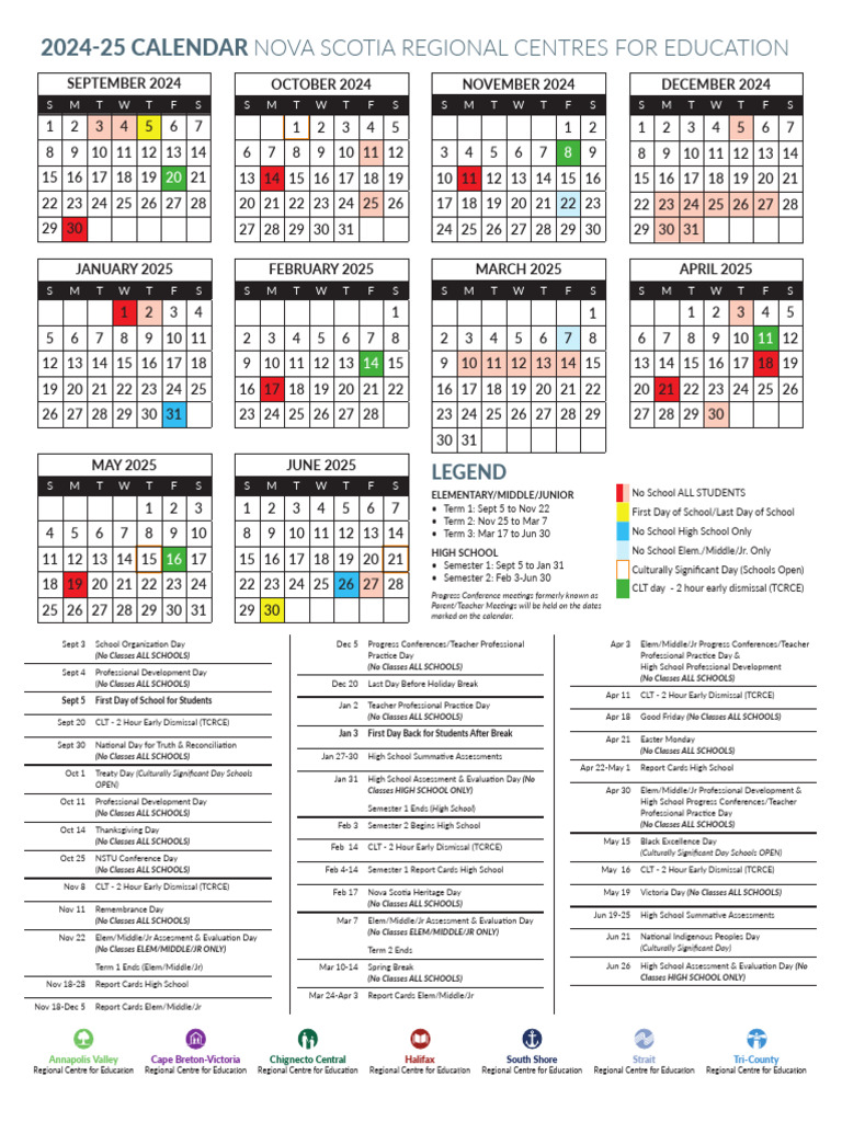 Nova Scotia School Calendar 2024-25 | PDF | Schools | Observances