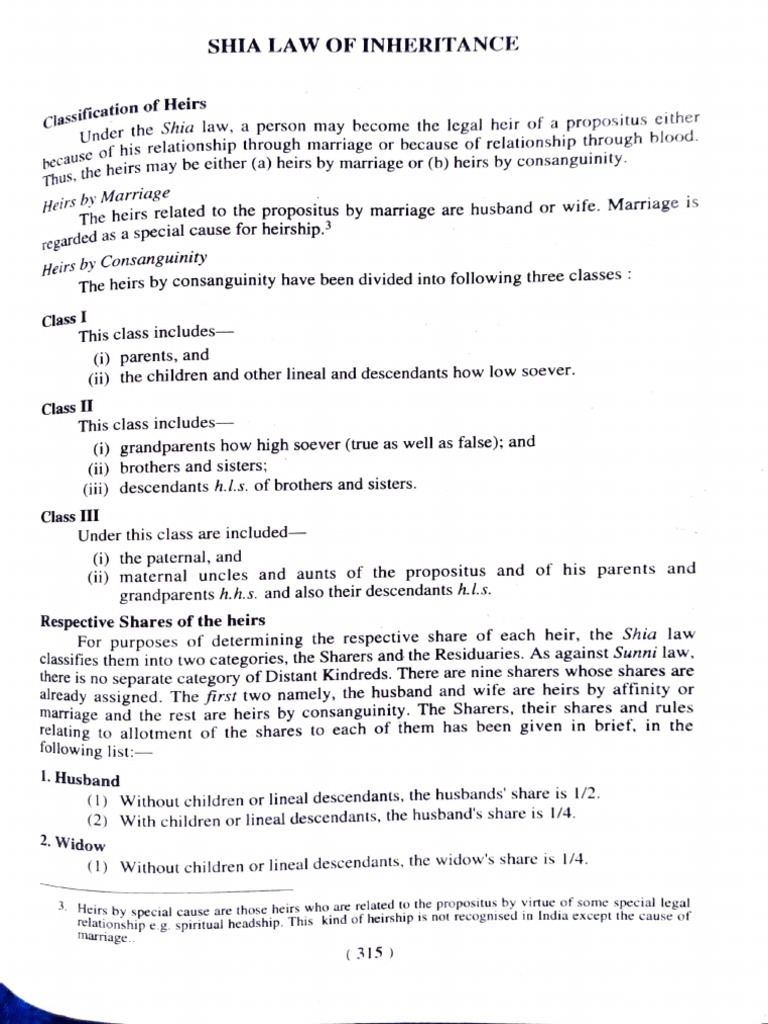 Shia Law of Inheritance | PDF | Inheritance | Social Science