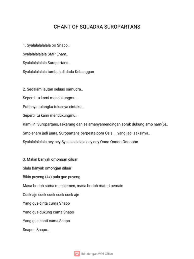 Suropartans: Anthem for SMP Enam | PDF