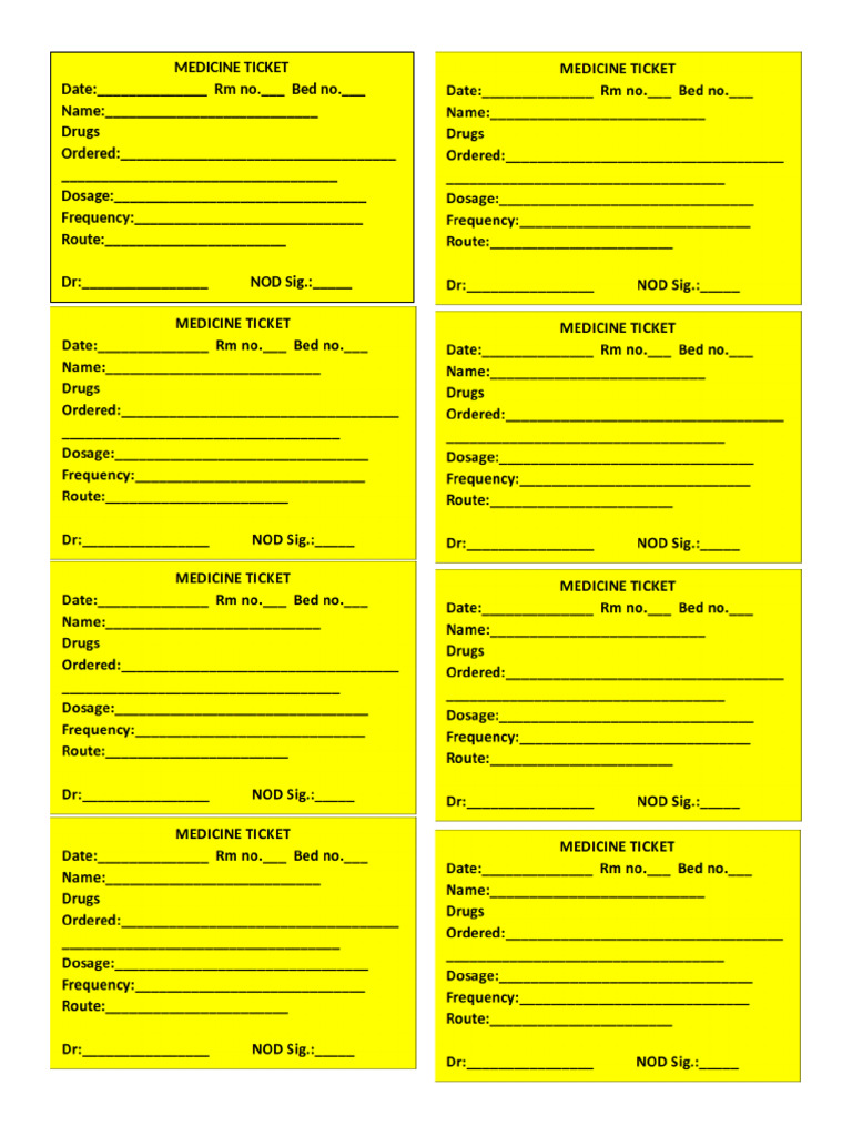 Medicine Ticket Example Template | PDF | Self-Improvement