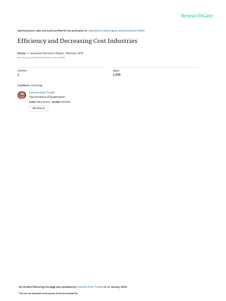 Efficiency and Decreasing Cost Industries | PDF | Production Function ...