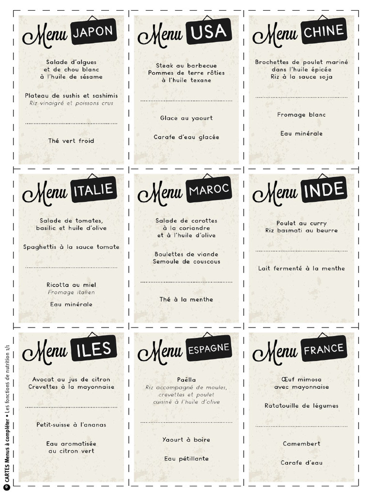 Gf09 Menus A Completer | PDF