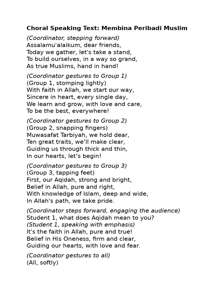 Choral Speaking Text | PDF