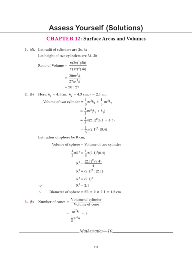 Cbse Cl10 Together With Maths Standard Solutions To Assess Yourself CH 12 | PDF