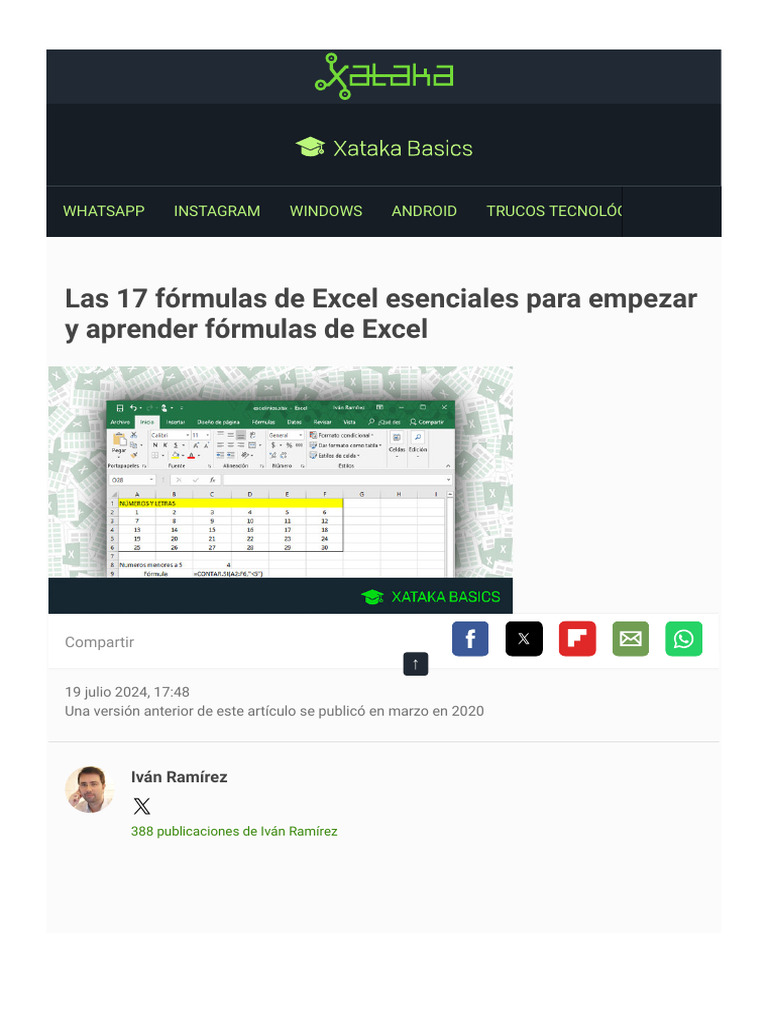 Las 17 Fórmulas de Excel Esenciales para Empezar y Aprender Fórmulas de ...