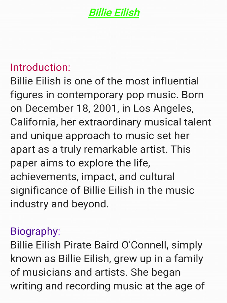 Billie Eilish | PDF