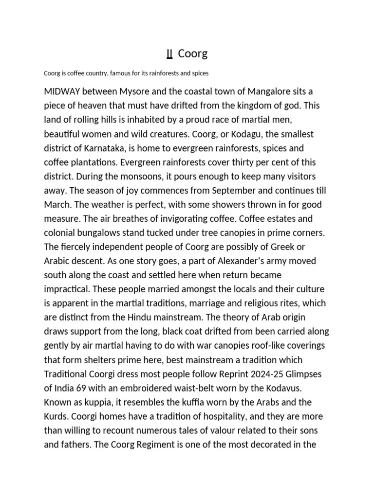 II Coorg | PDF