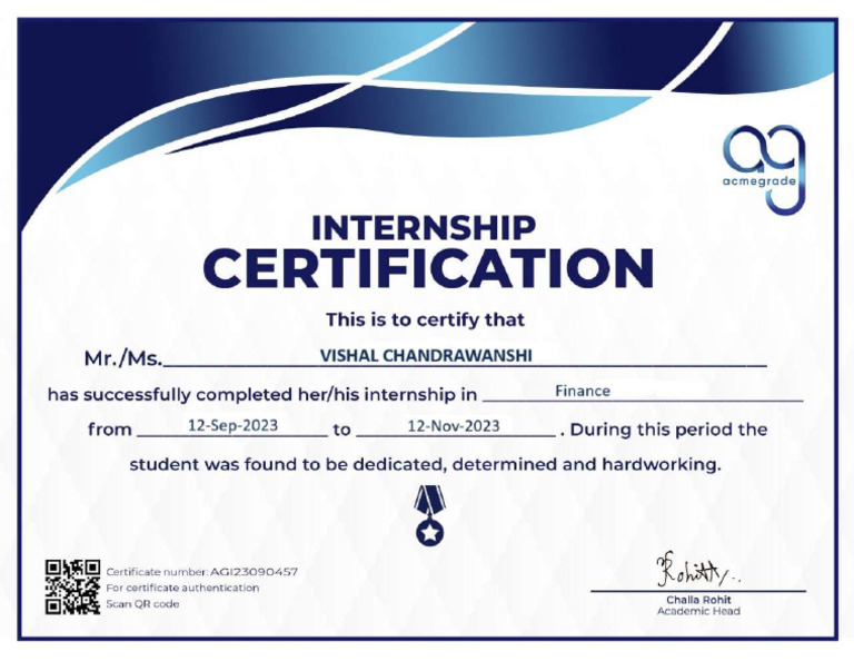 Internship Certificate | PDF
