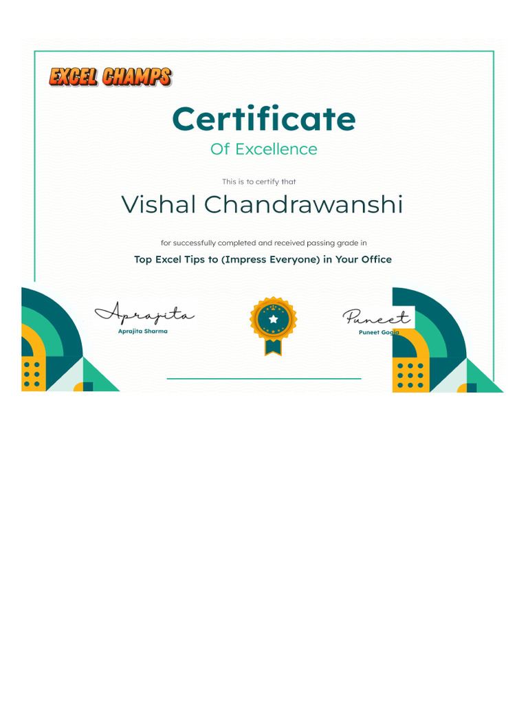 Excel Certificate | PDF