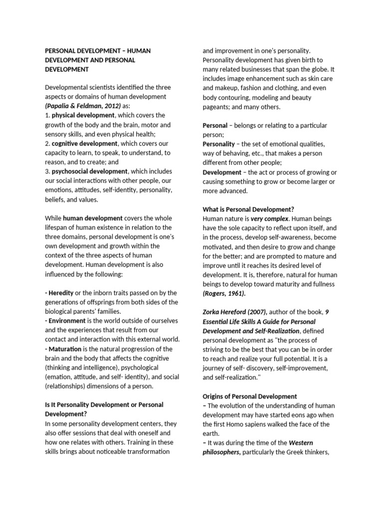 Personal Development Reviewer | PDF | Self Actualization | Self Esteem