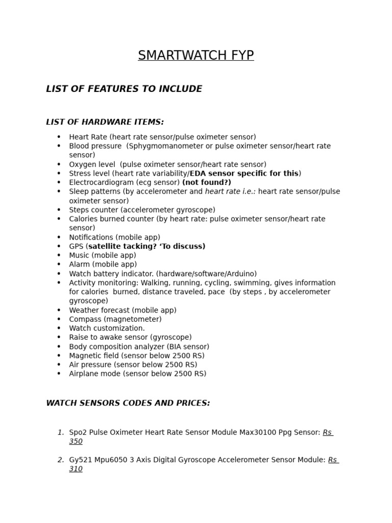 Smartwatch Fyp | PDF