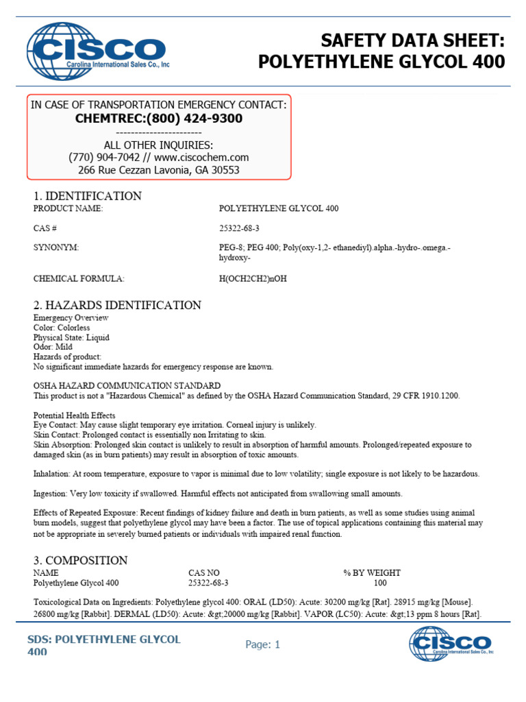 polyethylene-glycol-400-sds | PDF