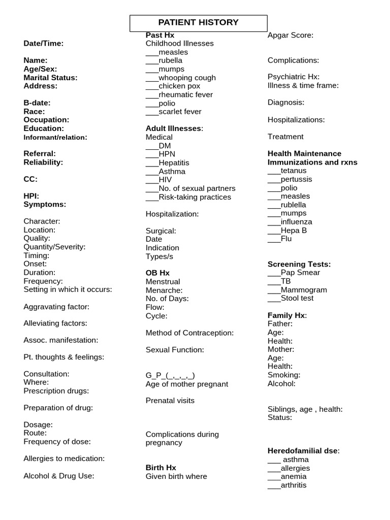 Patient HX ROS | PDF