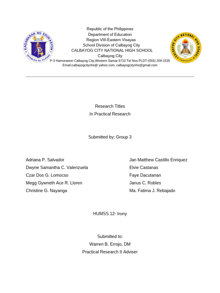 Practical Research Titles Revised | PDF