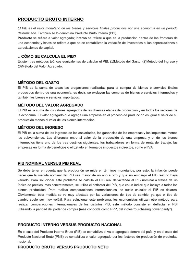 A1A Producto Interno Bruto PIB | PDF