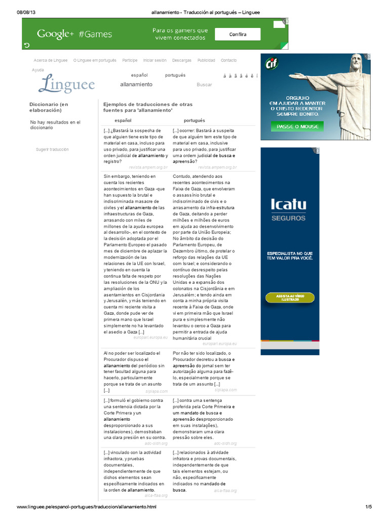 Allanamiento - Traducción Al Portugués - Linguee | PDF