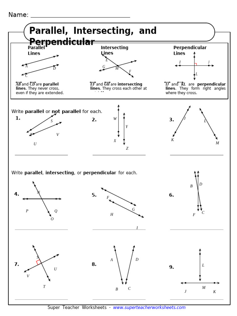 Parallel Intersecting Perpendicular 1 | PDF | Perpendicular | Euclidean ...