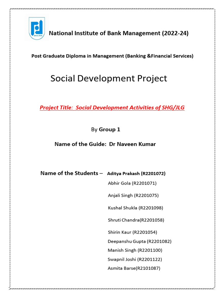 SDP Project Final Report - Group 1 | PDF | Microfinance | Social Science
