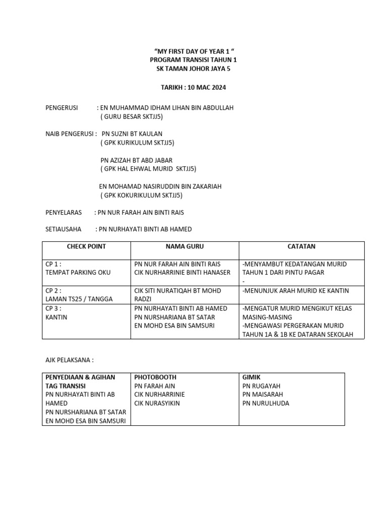 My First Day of Year 1 | PDF
