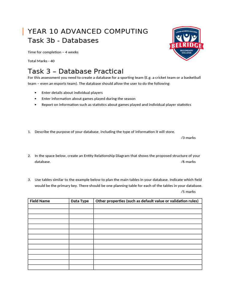 Task 3b - Databases | PDF