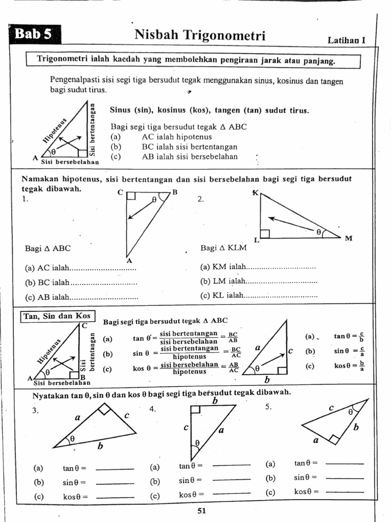 Nisbah Trigonometri Tingkatan 3 | PDF