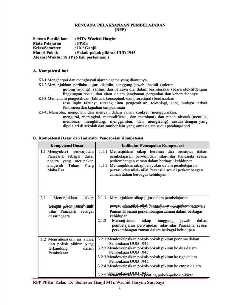 PDF RPP PPKN Kelas 9 SMP Bab 2 Compress | PDF