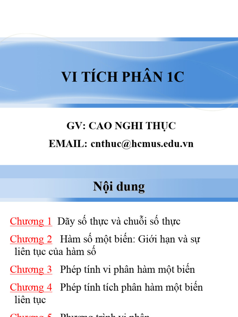 Vi-Tich-Phan-1c Cao-Nghi-Thuc TCC c1 KHTN Ch1 2016 - (Cuuduongthancong - Com) | PDF