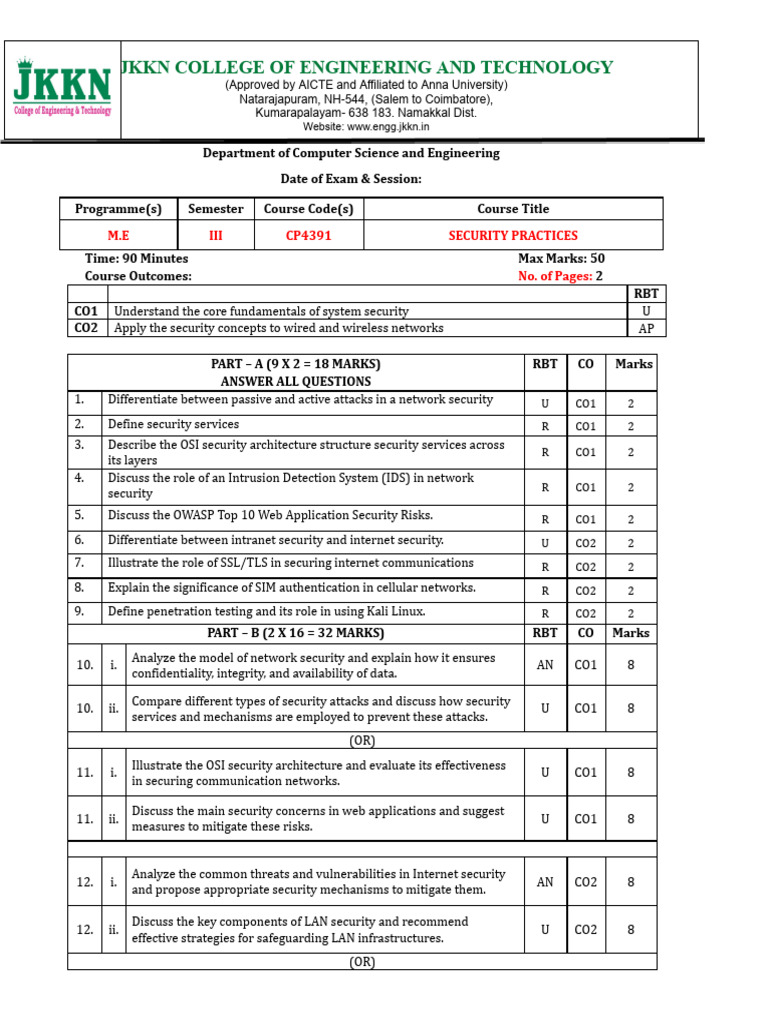 CP4391 Security Practices | PDF