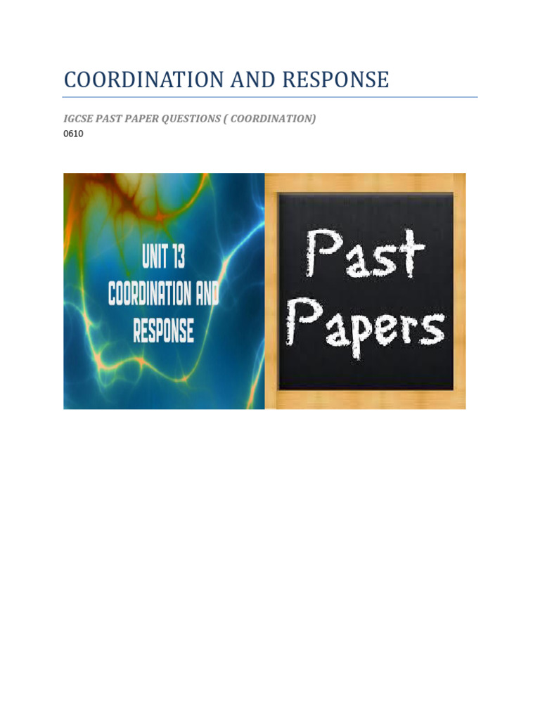 Combinepdf of Coordination and Response Pastpaper Questions Whole Bio | PDF