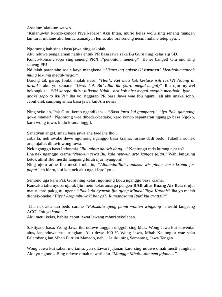 Naskah Stand Up Intan | PDF