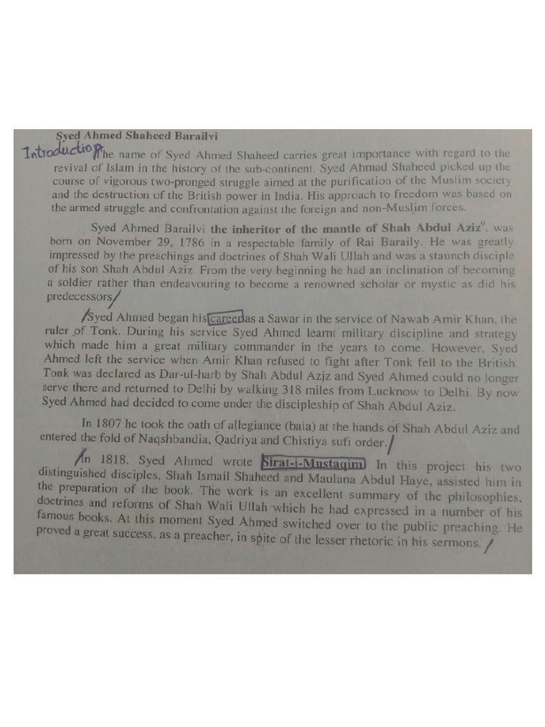 Syed Sir Ahmad Khan Shaheed | PDF