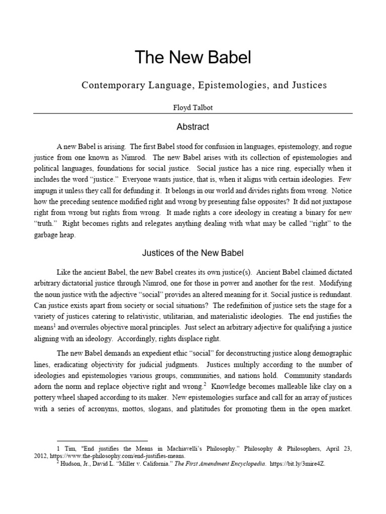 The New Babel New Languages New Epistemo | PDF