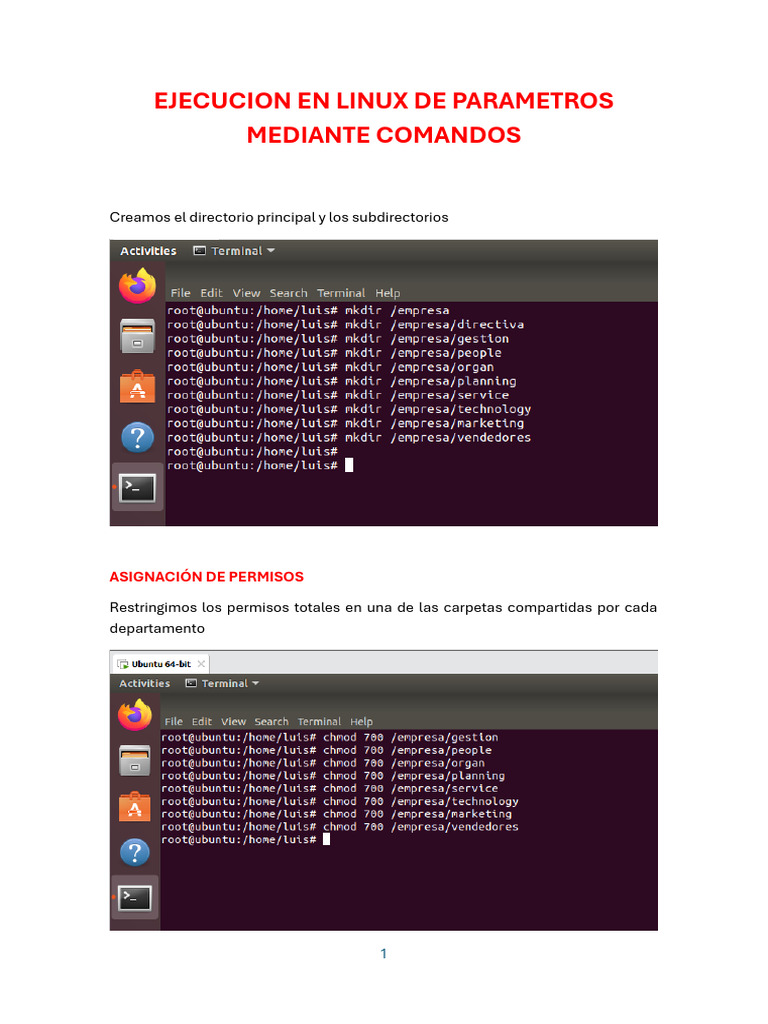 Ejecucion en Linux de Parametros Mediante Comandos en Ubuntu | PDF