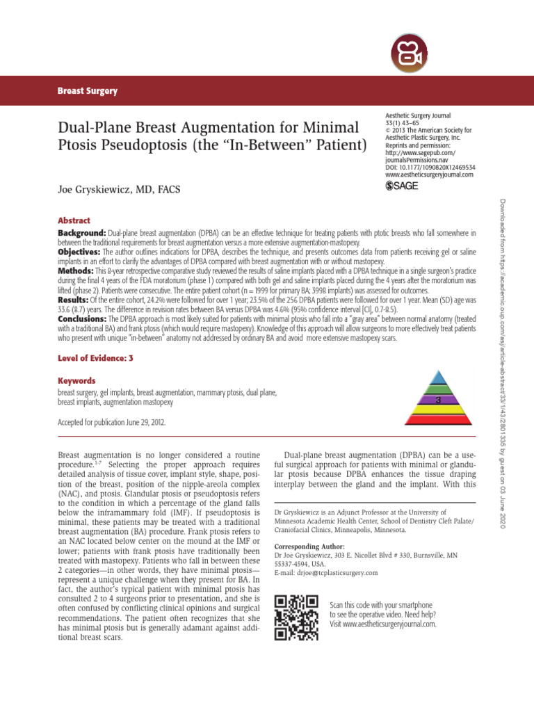 Dual Plane Breat Augmentation | PDF