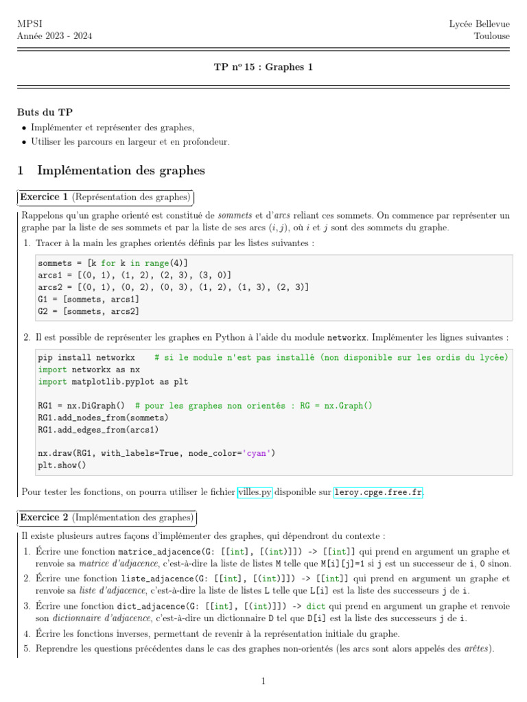 TP15 Graphes1 | PDF
