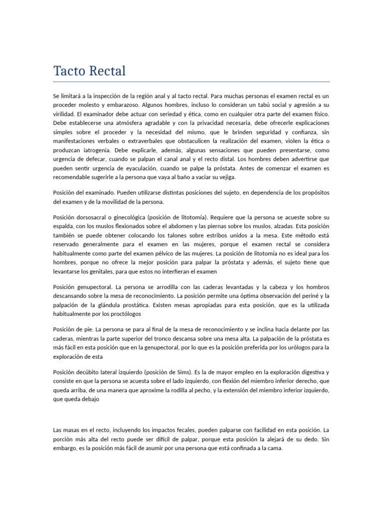 Tacto Rectal | PDF | Pelvis