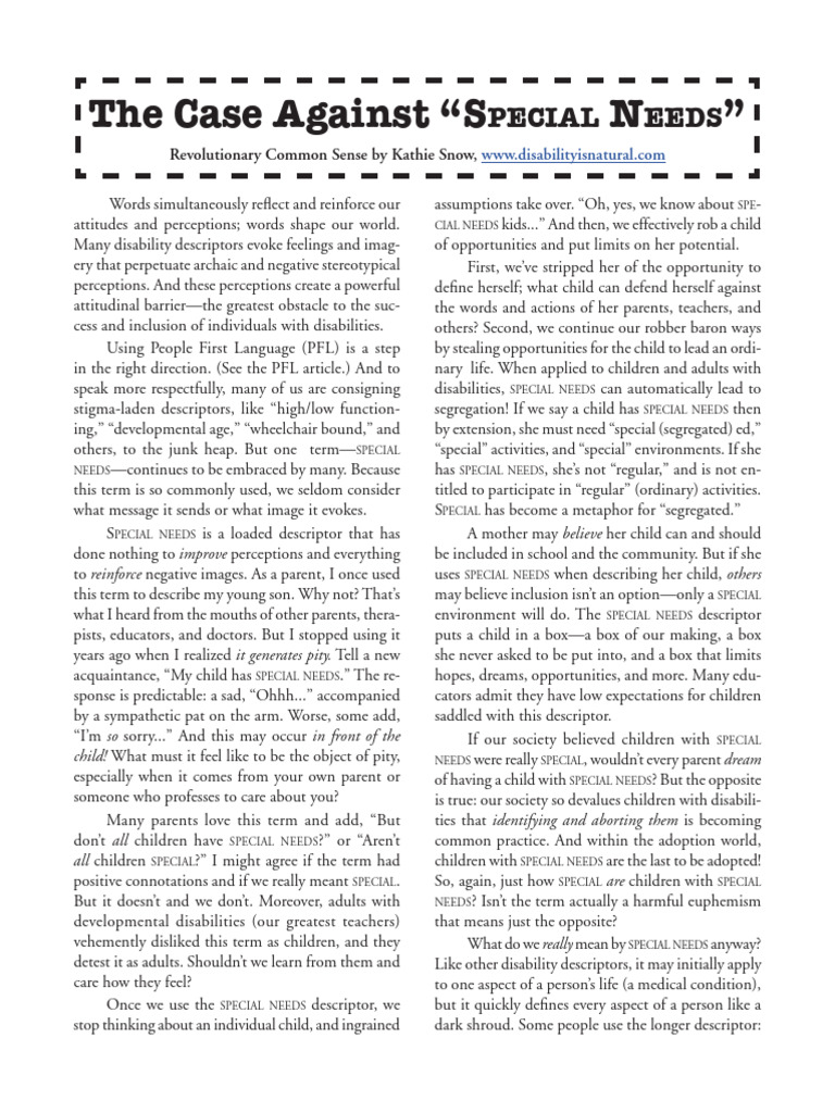 Article - The Case Against Special Needs | PDF